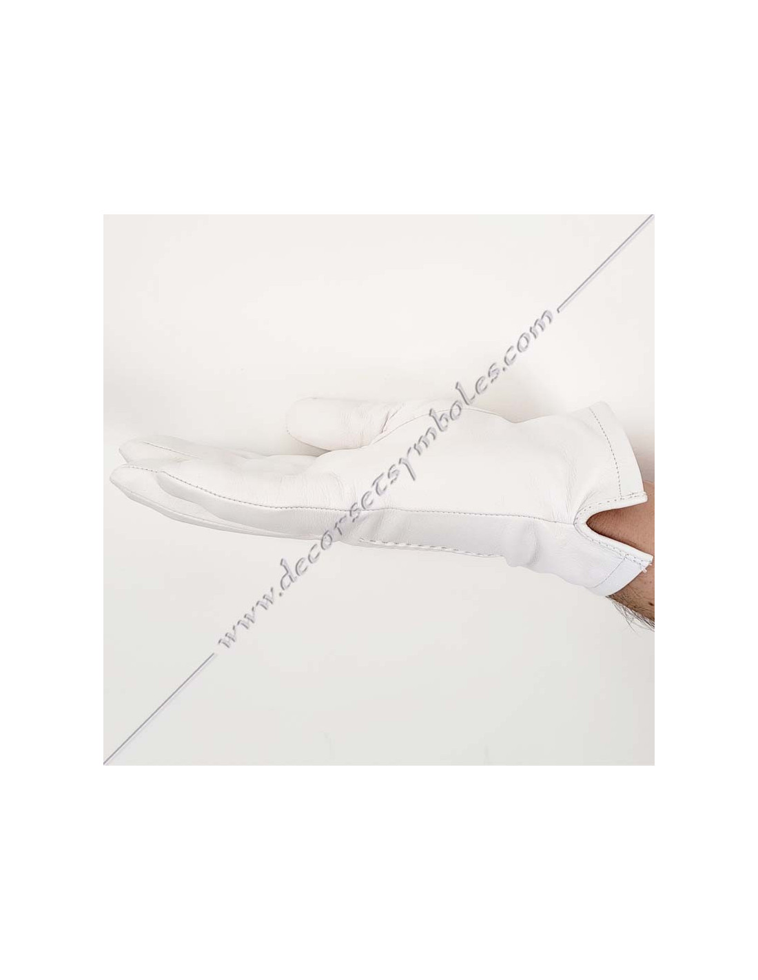 Gants maconniques en cuir blanc trèe souple double soie et 3 coutures
